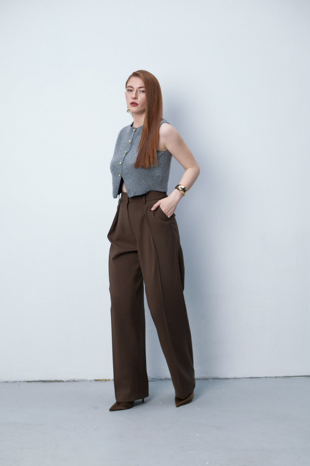 SIMONA BROWN WOOL TROUSERS | TeAdore | teadore.bg